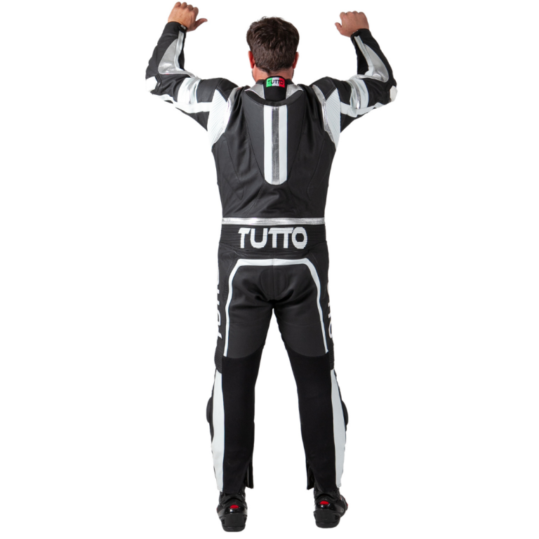 MACACÃO TUTTO RACING V2 PEÇA ÚNICA – Preto Branco e Prata – JR Speed Racing