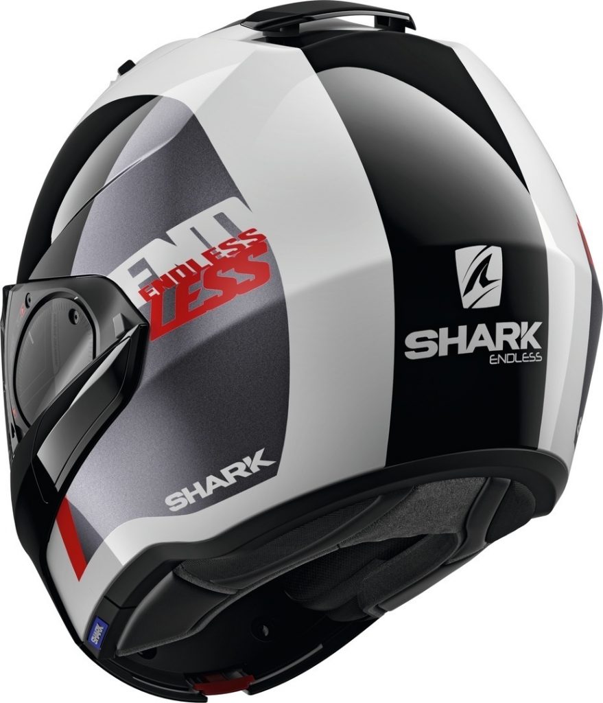 CAPACETE SHARK EVO ES ENDLESS WKR – Branco e Preto – JR Speed Racing