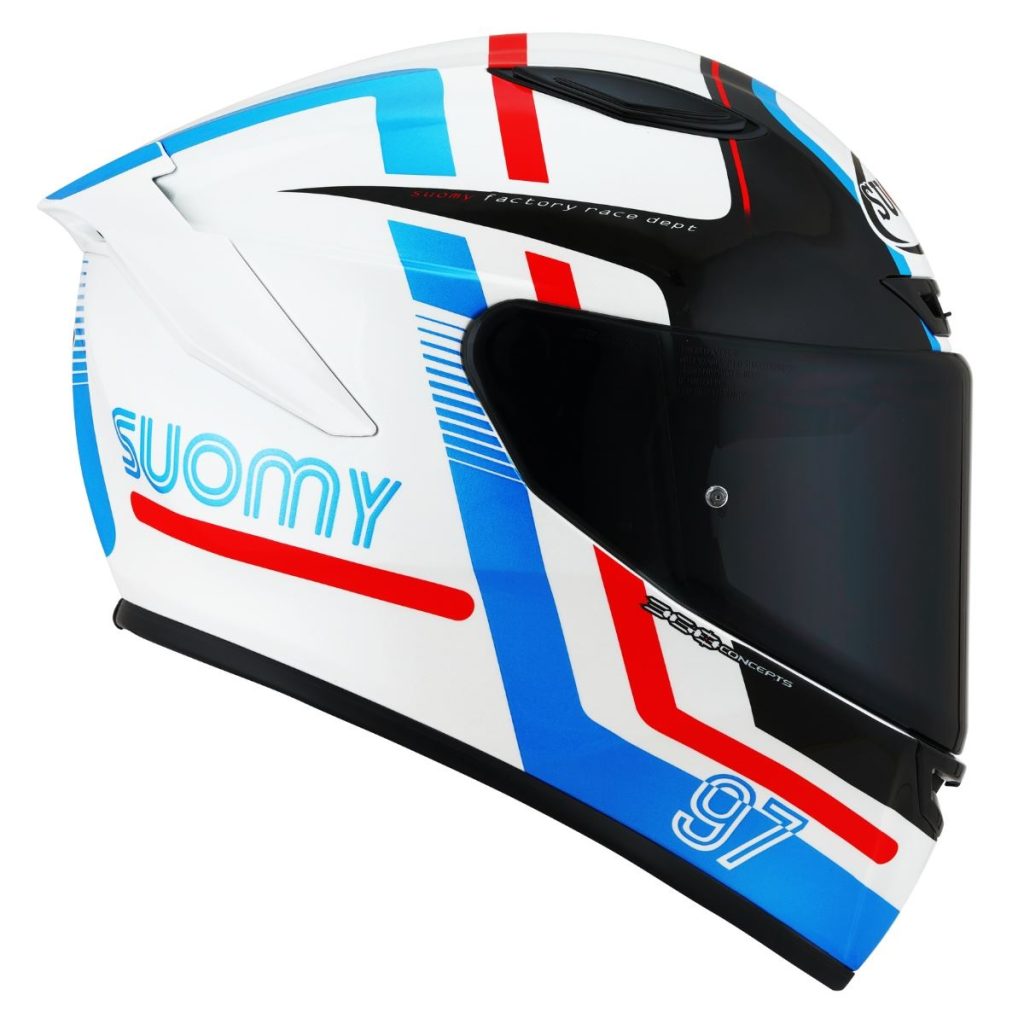 CAPACETE SUOMY TRACK-1 NINETY SEVEN – Branco Vermelho e Azul – JR Speed ...