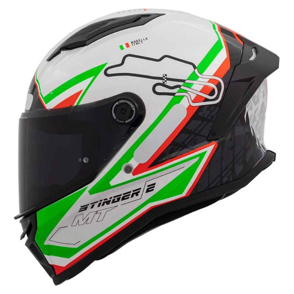 CAPACETE MT HELMETS STINGER 2 GRAND PRIX ITALIA – Branco Verde e ...